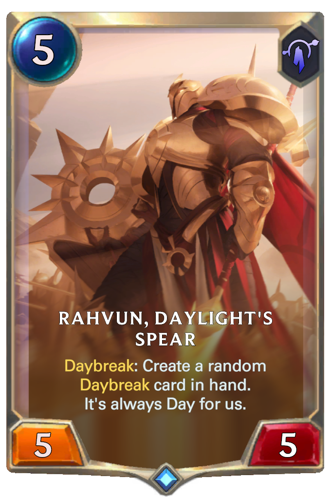 LoR Rahvun, Daylight's Spear Cards - Runeterra AR